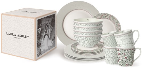 Laura Ashley Wild Clematis serviesset 16-delig porselein